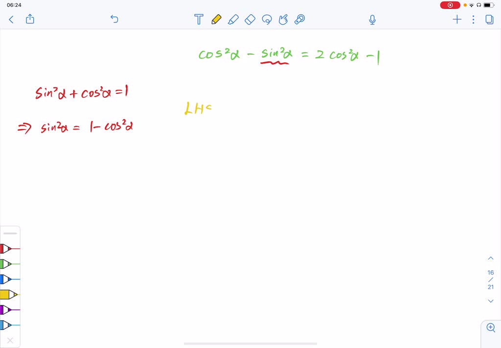 SOLVED:Prove that cosαcos2 αcos4 α⋯cos2^n-1 α=(sin2^n α)/(2^n sinα)
