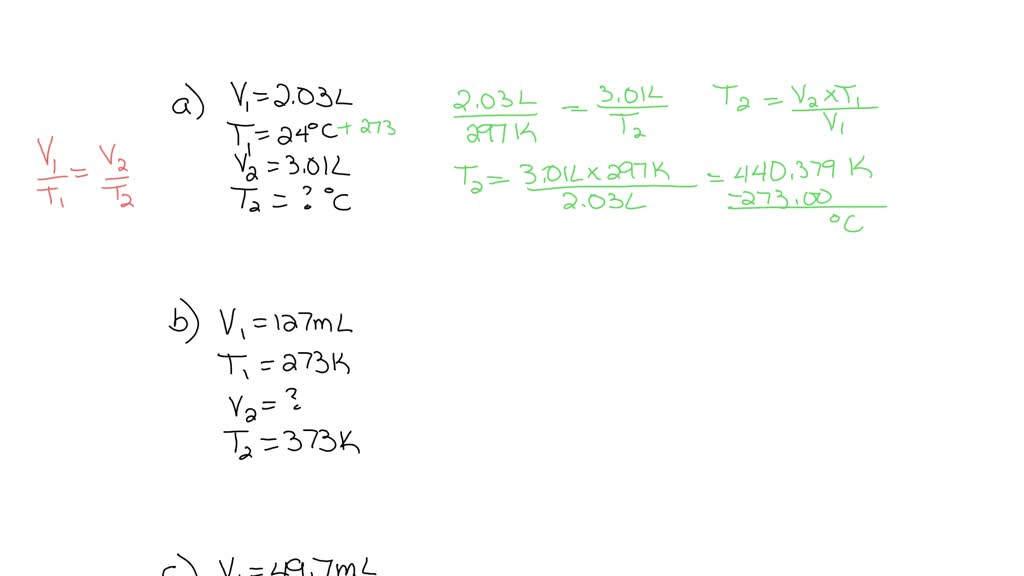 ⏩SOLVED:For each of the following sets of volume/temperature data,… | Numerade
