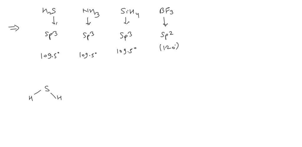 SOLVED:The correct order of bond angles (smallest first) in H2 S, NH3 ...