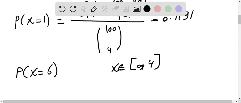 SOLVED:Suppose that X has a hypergeometric distribution with N=100, n=4 ...