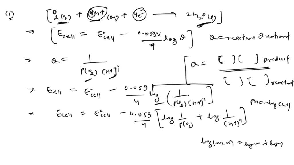 SOLVED:Write the Nernst equation for (a) the reduction of O2(g): O2(g ...