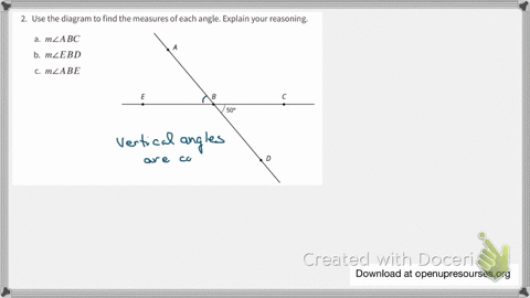 SOLVED:Use the diagram to find the measures of each angle. Explain your reasoning. a. m ∠A B C ...