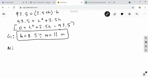SOLVED: The width of a rectangular computer screen is 2.5 inches more ...
