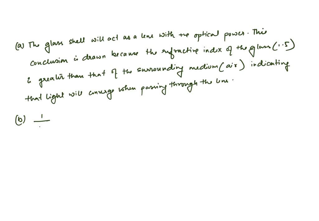 A negative thin lens-meniscus of refractive index 1.5 , with radii of ...