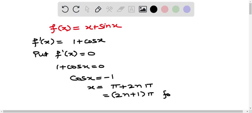 SOLVED:Find all critical numbers of the given function. f(x)=x+sinx