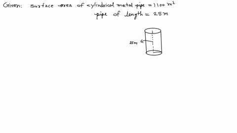 SOLVED:The outer curved surface area of a cylindrical metal pipe is ...