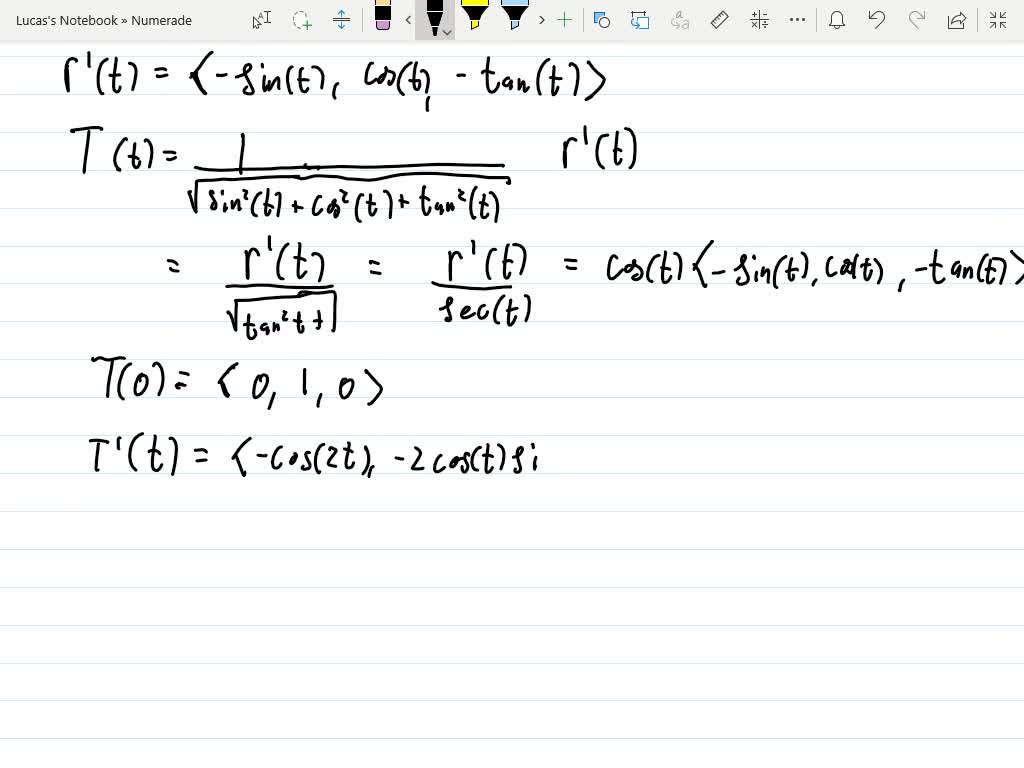 Solved Let π« T {cost Sint Ln Cost A Find π π And π At 1 0 0 B Find The Equation