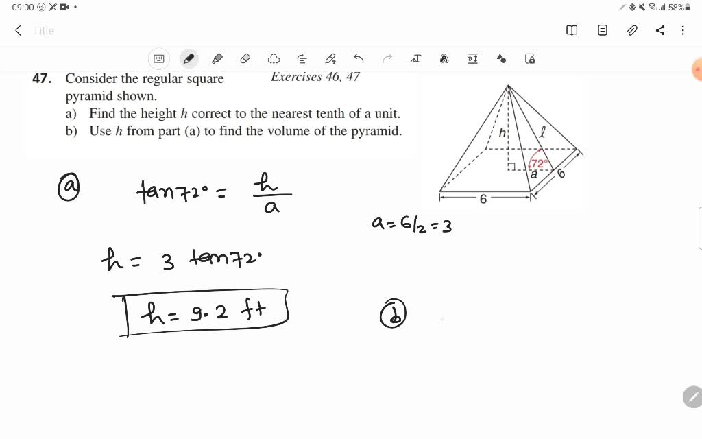 ⏩SOLVED:Consider the regular square pyramid shown. a) Find the… | Numerade