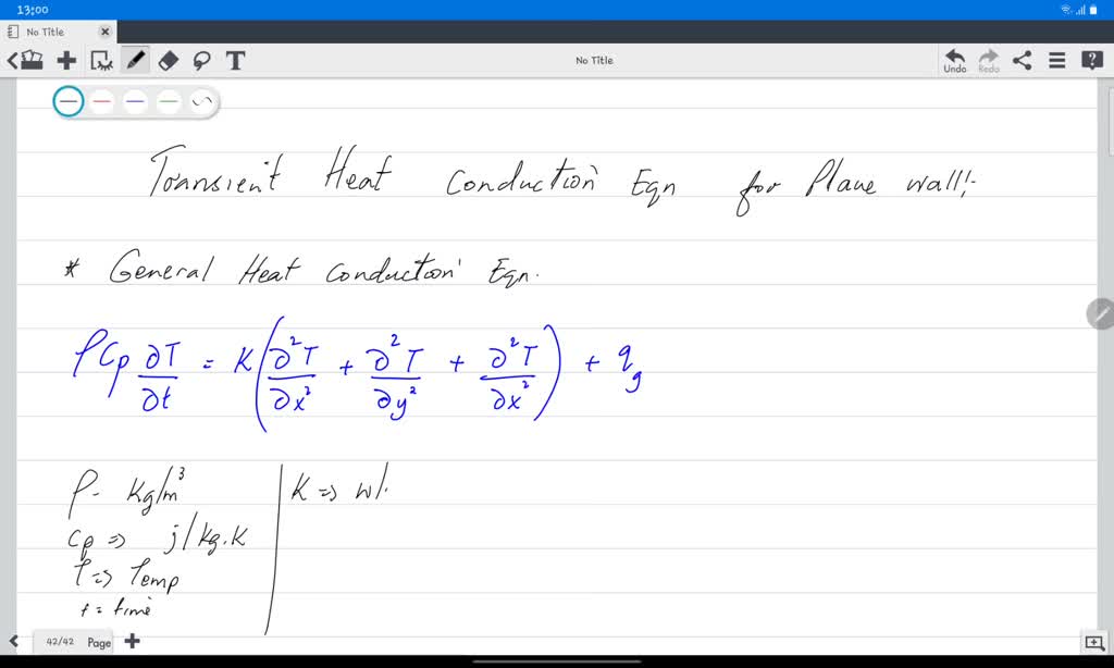Write Down The One Dimensional Transient Heat Conduction Equation For A