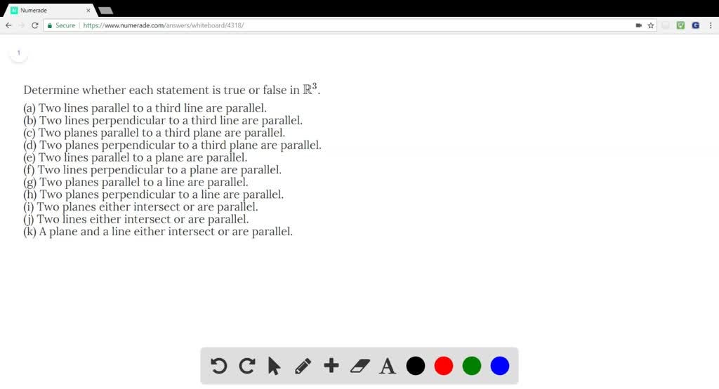 ⏩SOLVED:Determine whether each statement is true or false in ℝ^3.… | Numerade