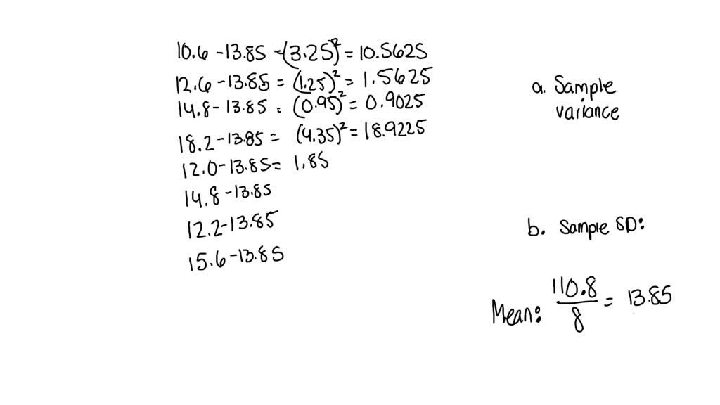 SOLVED:Do the following: a. Compute the sample variance. b. Determine ...