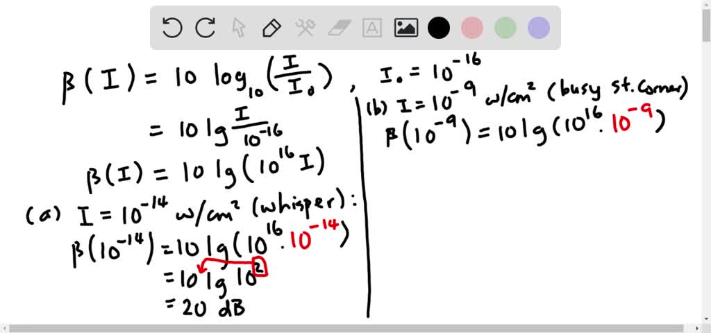 SOLVED:The level of sound β(in decibels) with an intensity of I is β(I ...