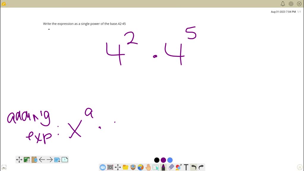 SOLVED:Write the expression as a single power of the base. 4^2 ·4^5