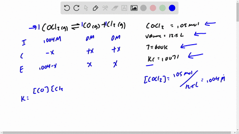 SOLVED:COCl2 decomposes to CO and Cl2 at high temperatures. Kc at 600 K ...