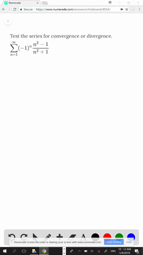 SOLVED:Test the series for convergence or divergence. ∑n = 1^∞ ( - 1)^n ...