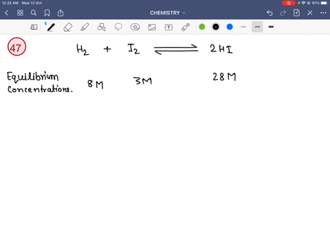 For the reaction, H2+I2 ⇌2 HI, the equilibrium...