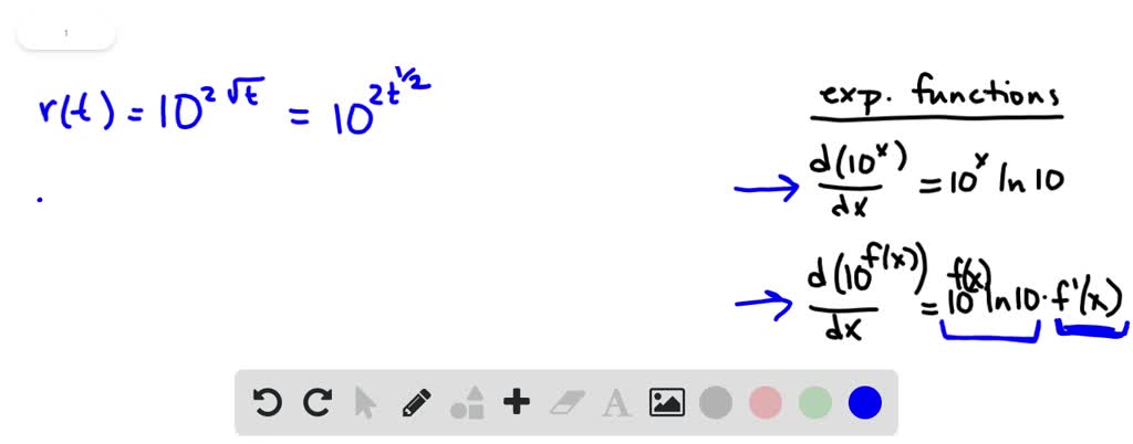Find the derivative of the function. r(t) = 10^2 √(t) | Numerade