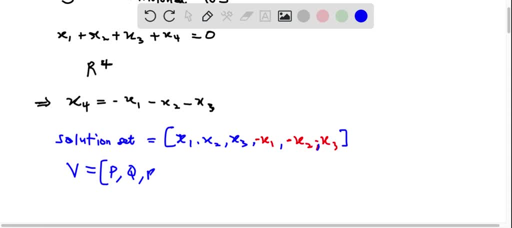 SOLVED: Find a pair of vectors u ,v in ℝ4 that span the set of all x ∈ ...