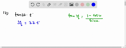 SOLVED:15–26 Use an appropriate half-angle formula to find the exact ...
