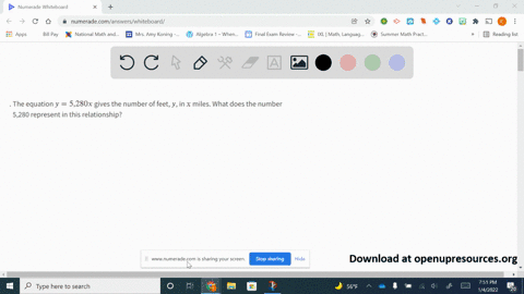 ⏩SOLVED:The equation y=5,280 x gives the number of feet, y, in x ...