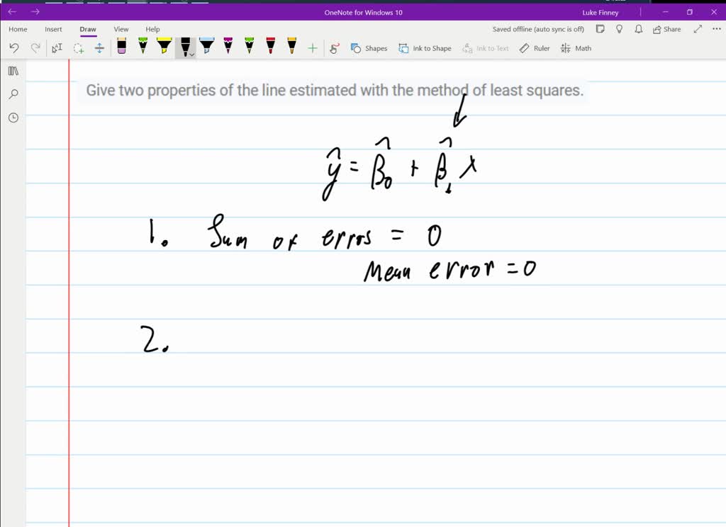 ⏩SOLVED:Give two properties of the line estimated with the method of… | Numerade