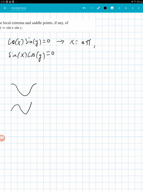 SOLVED:Find the local extrema and saddle points, if any, of f(x, y)=sinx siny