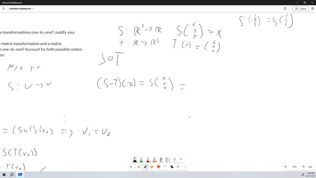 (a) Is a composition of one-to-one matrix transformations one-to-one ...