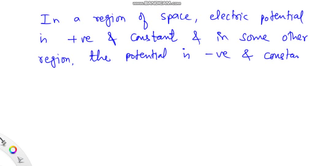 SOLVED:In one region of space the electric potential has a positive ...