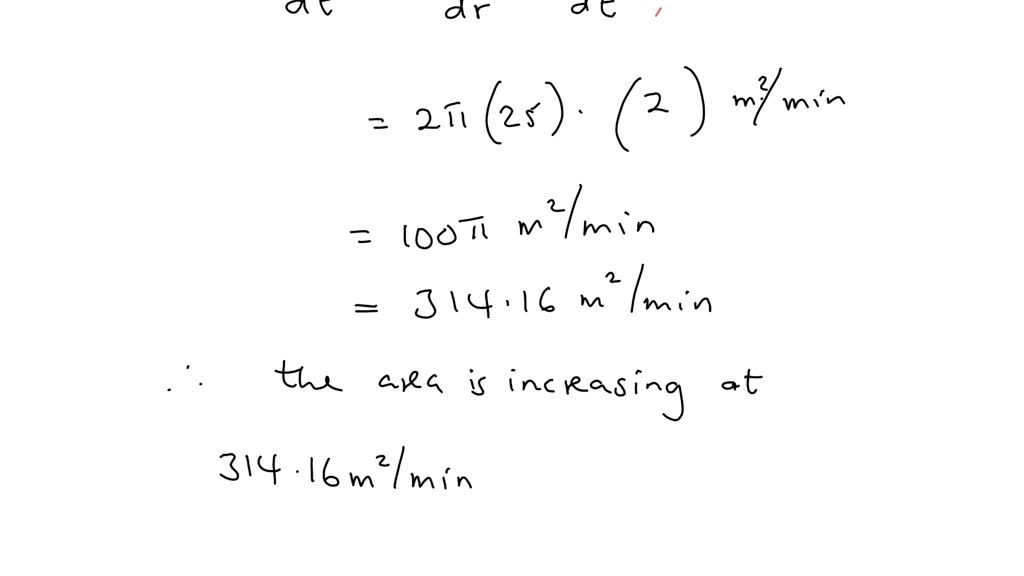 SOLVED: The radius of a circular oil slick expands at a rate of 2 m ...
