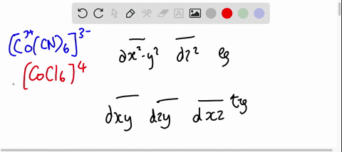 SOLVED:Comparing [Co(CN)6]^3- with [CoCl6]^4-, indicate whether each of ...