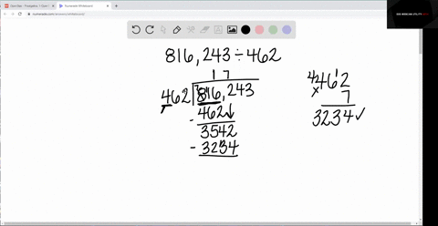⏩SOLVED:Divide. Then check by multiplying. 816,243 ÷462 | Numerade