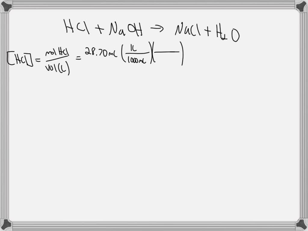 SOLVED:A 25.00-mL sample of a hydrochloric acid solution of unknown concentration is titrated ...