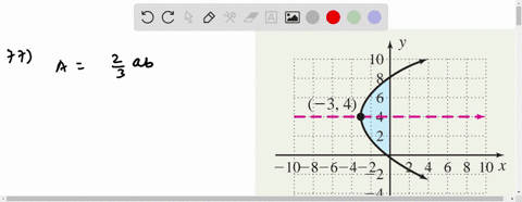 SOLVED:The area of a right parabolic segment: A=(2)/(3) a b A right ...