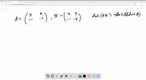 SOLVED:verify that \operatorname{det}(A B)=\operatorname{det}(B A) and determine whether the ...