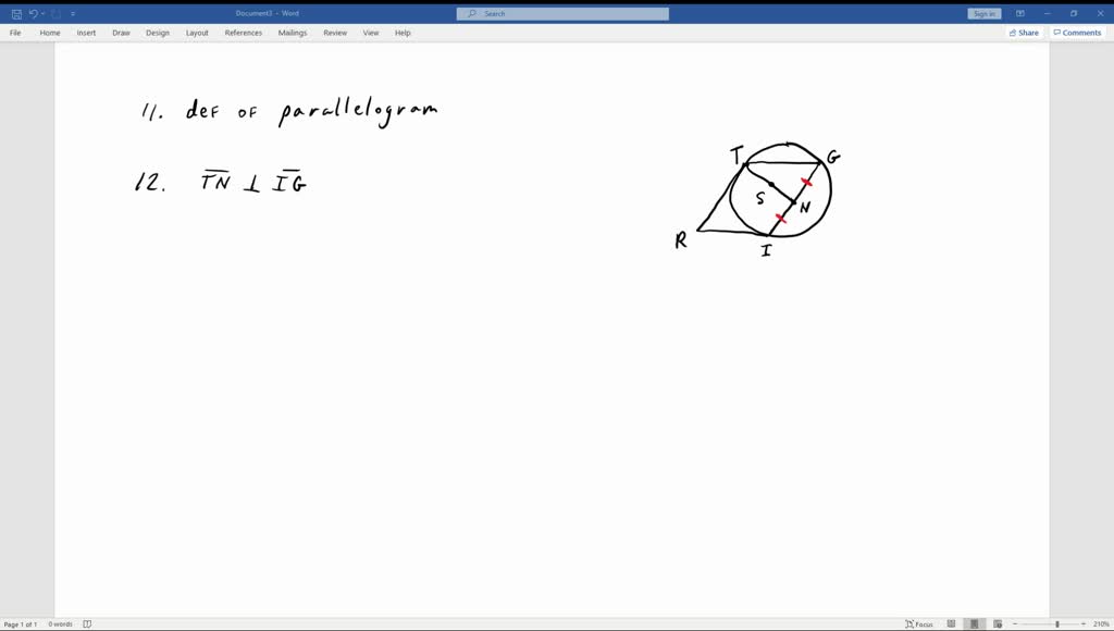 SOLVED:In the figure below, TRIG is a parallelogram and TN bisects IG ...