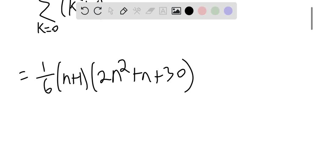 ⏩SOLVED:Use summation rules to compute the sum. ∑k=0^n(k^2+5) | Numerade ⏩SOLVED:Use summation rules to compute the sum. ∑k=0^n(k^2+5) | Numerade