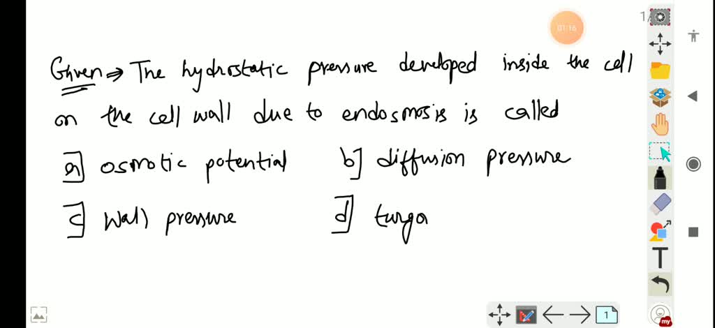 SOLVED:The hydrostatic pressure developed inside the cell on the 37 ...