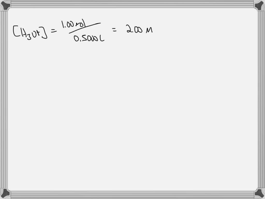 A sample of 0.0084 mol of HCl is dissolved in water to make a 1500-mL solution. Calculate the ...