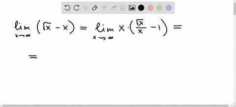 ⏩SOLVED:Calculate each limit in Exercises. limx →∞(√(x)-x) | Numerade