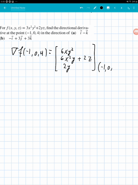 SOLVED:For f(x, y, z)=3 x^2 y^2+2 y z, find the directional derivative ...