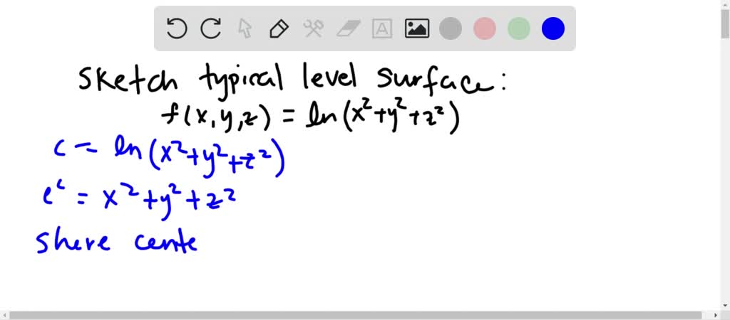 SOLVED:Sketch a typical level surface for the function. f(x, y, z)=ln(x ...