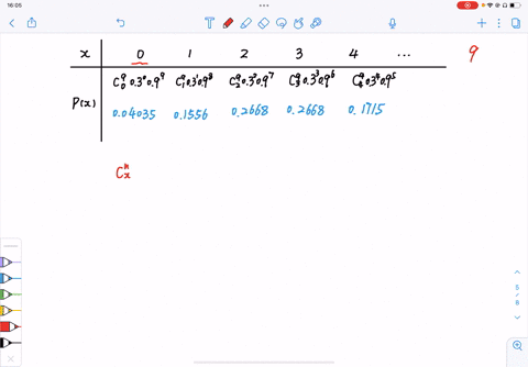 ⏩SOLVED:Consider a binomial random variable with n=9 and p=.3 . Let… | Numerade