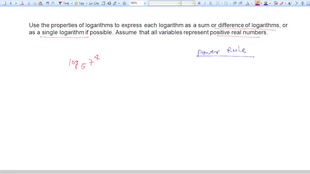 Solved Use The Properties Of Logarithms To Express Each Logarithm As A Sum Or Difference Of