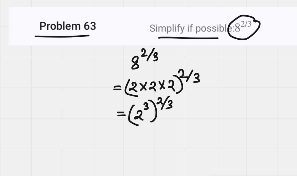 SOLVED:Simplify if possible:8^2 / 3