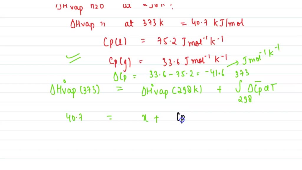SOLVED: Use the following data to calculate the value of Δvap H^∘ of ...