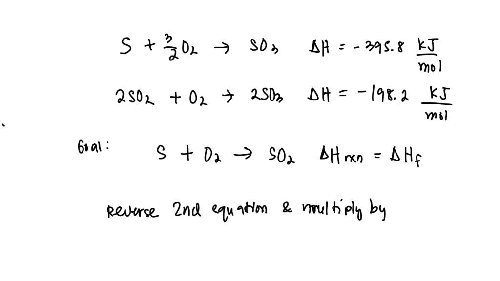 Calculate the enthalpy of formation for sulfur dioxide, SO2, from its ...