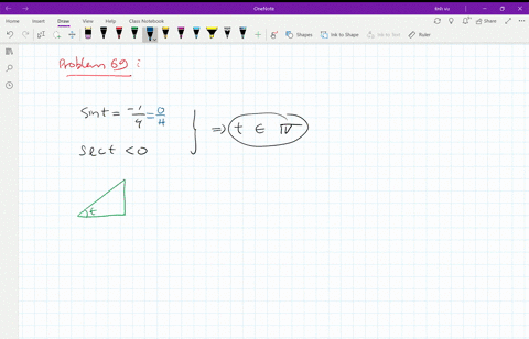 SOLVED:Find the values of the trigonometric functions of t from the given information. sint=-(1 ...