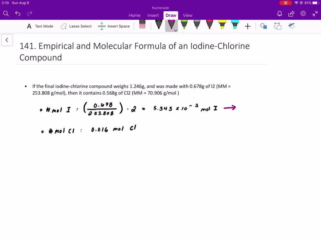 A Direct reaction of iodine (I2) and chlorine (Cl3) produces an iodine ...