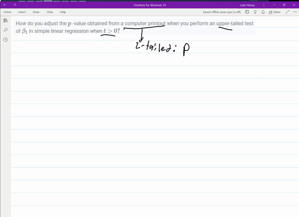 SOLVED:How do you adjust the p -value obtained from a computer printout ...