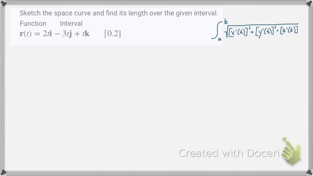 Solved Sketch The Space Curve And Find Its Length Over The Given Interval Function Interval 𝐫 T
